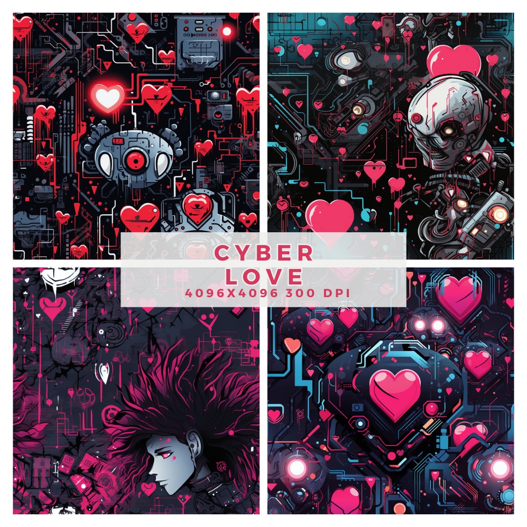 4 Cyber Love Cyberpunk Seamless Commercial Use 4096x4096 JPG 300DPI - Etsy