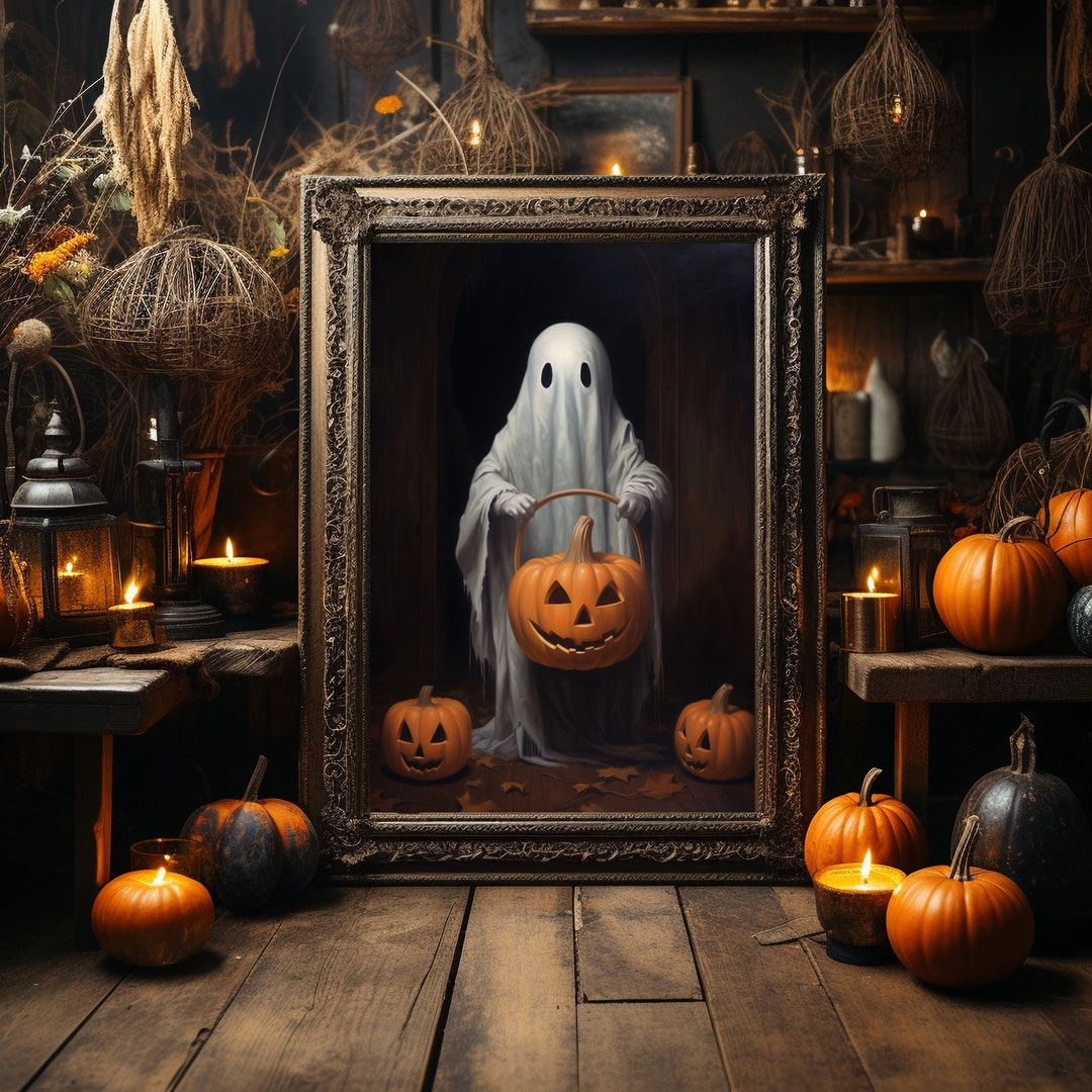 Halloween Ghost Print Wall Art Digital Download Holiday Decor - Etsy