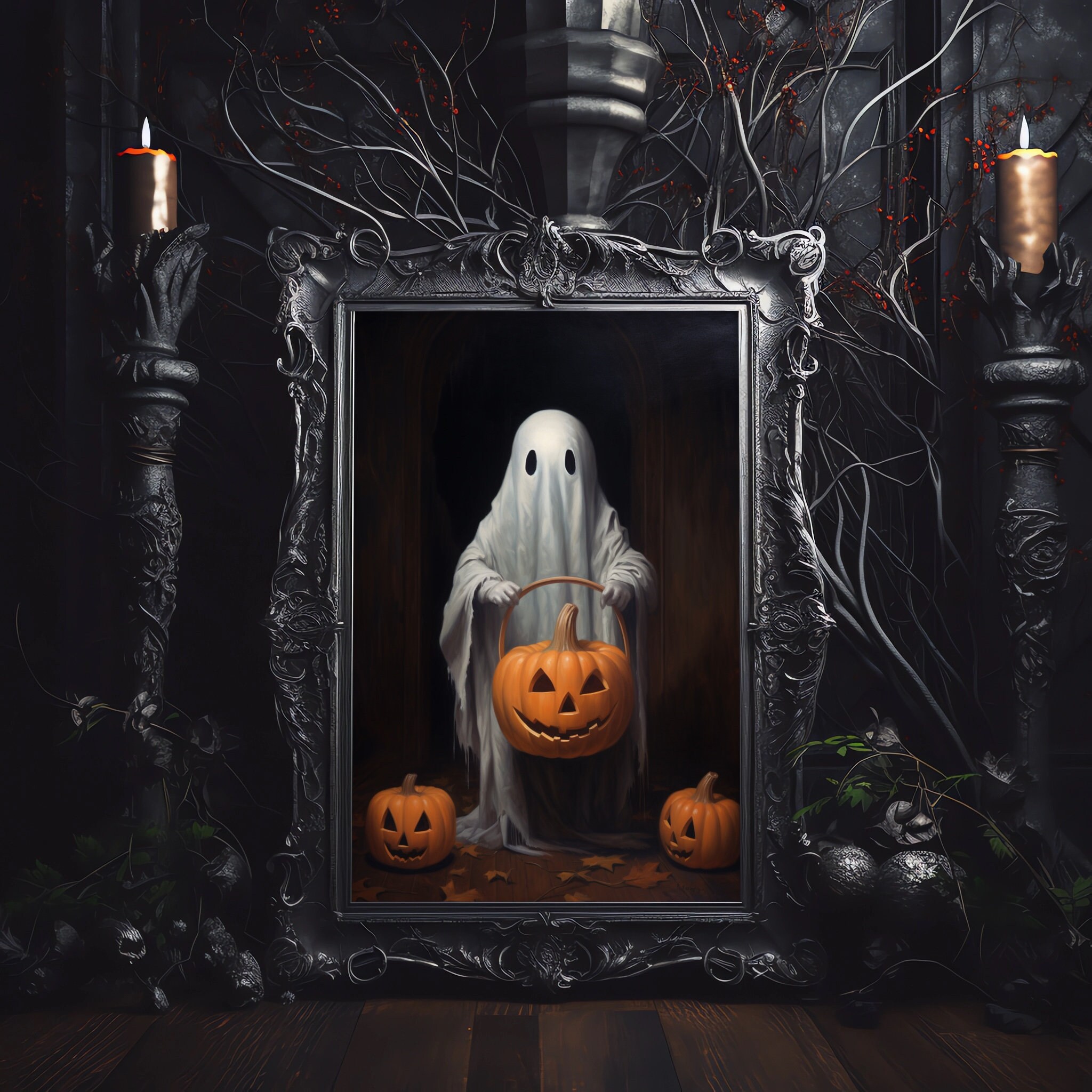 Halloween Ghost Print Wall Art Digital Download Holiday Decor - Etsy
