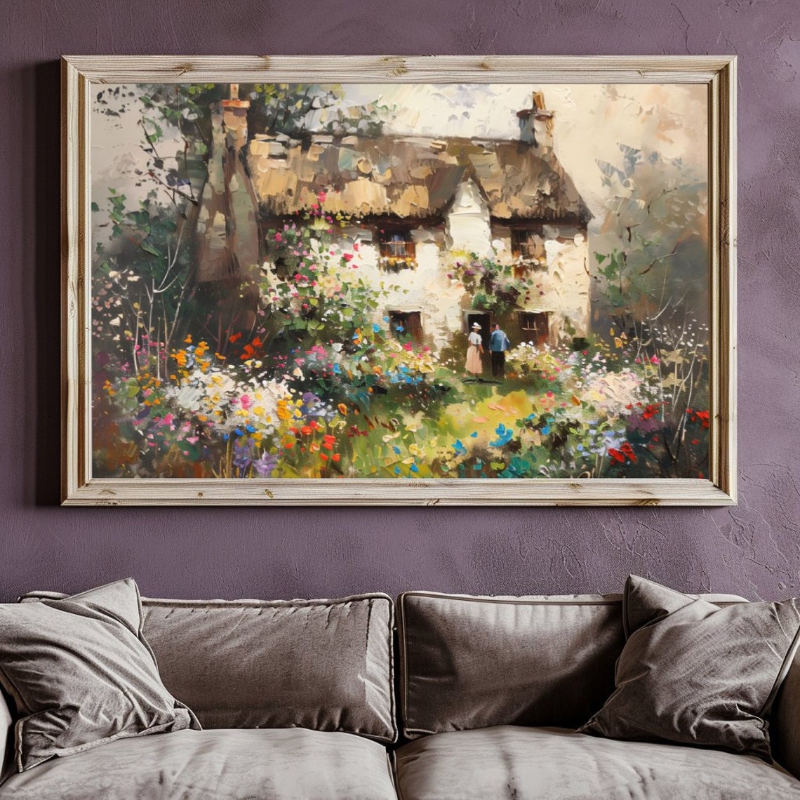 Printable Vintage Style White Cottage Oil Painting Wall Art-lovely ...