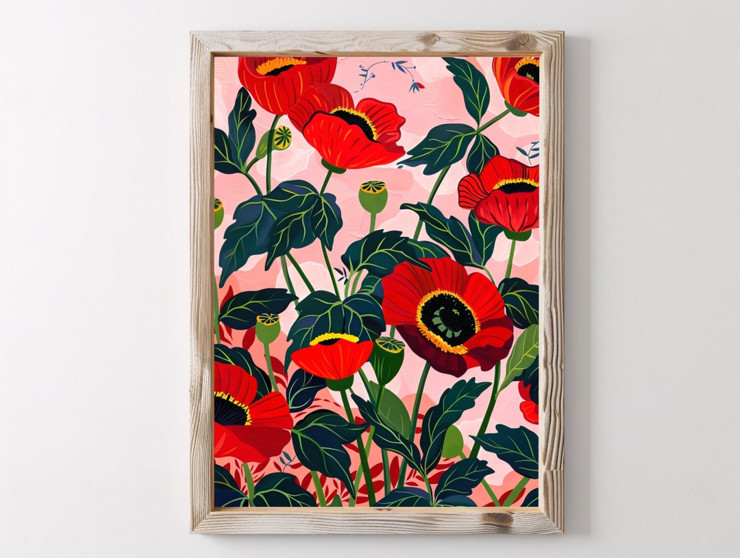 Printable Red Poppies Marimekko Style Wall Art Bold - Etsy