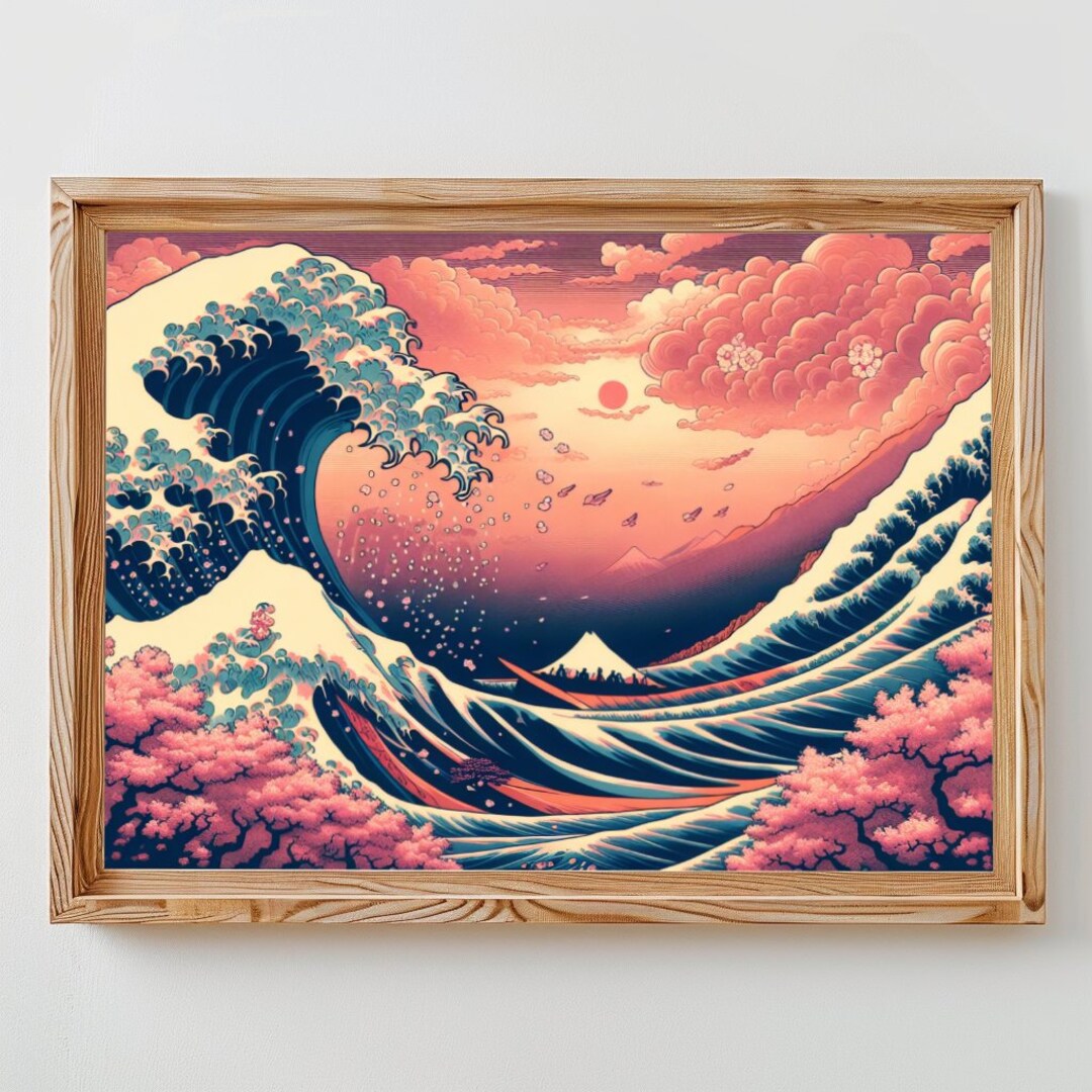 Printable Anime Style Great Wave off Kanagawa Illustration With ...