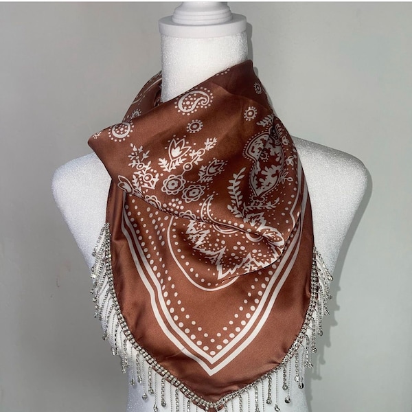 Fringe Rhinestone Bandana - Etsy