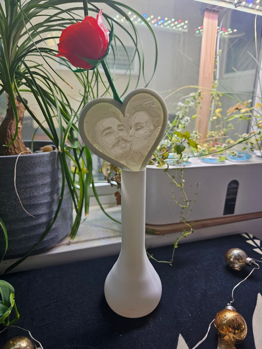 Everlasting 3D Printed Rose With Personalized Lithophane Photo W/ Vase ...