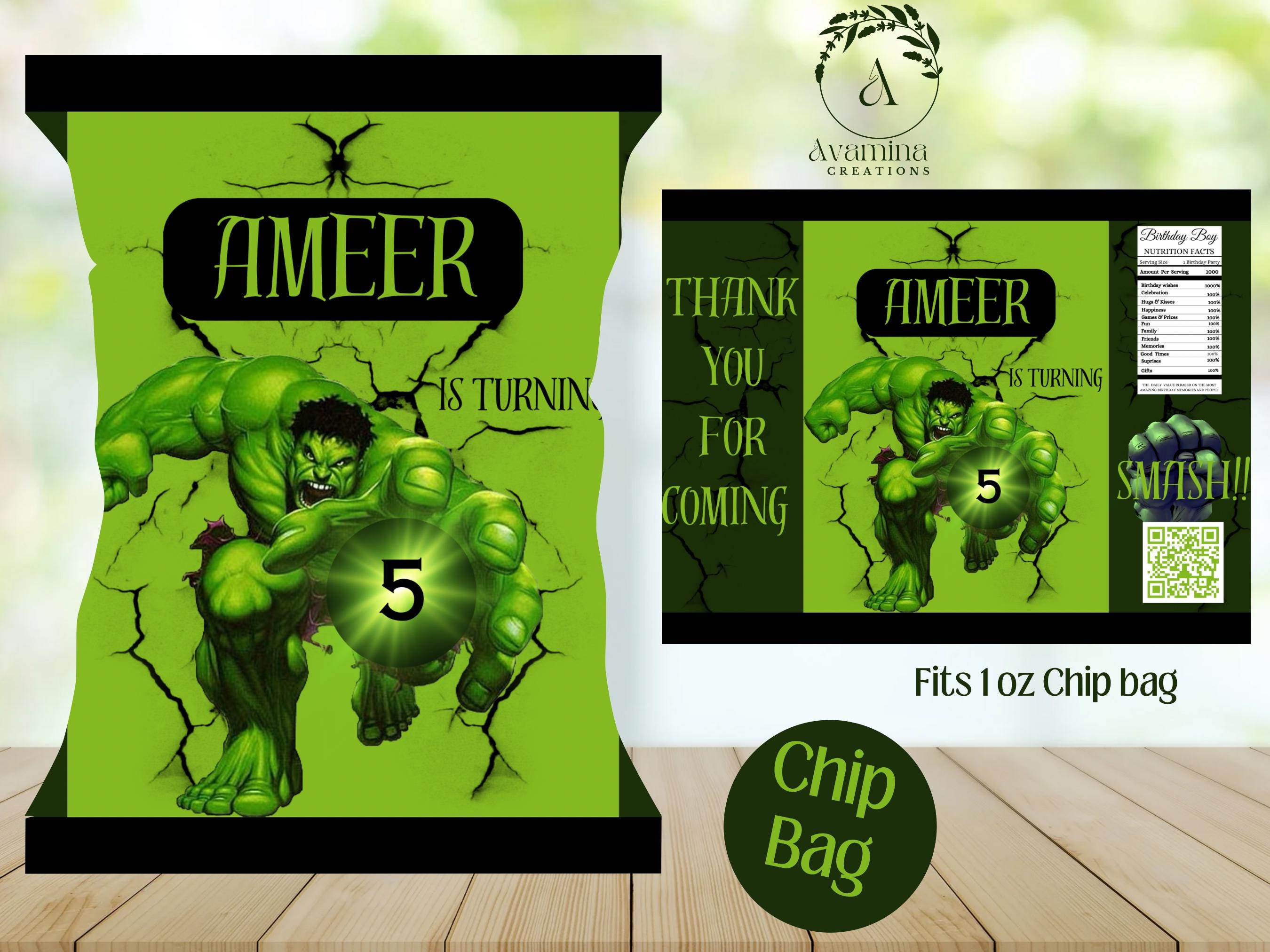 Superhero - Hulk - Party Labels - Chip Bag - Water Bottle - Candy Ring ...