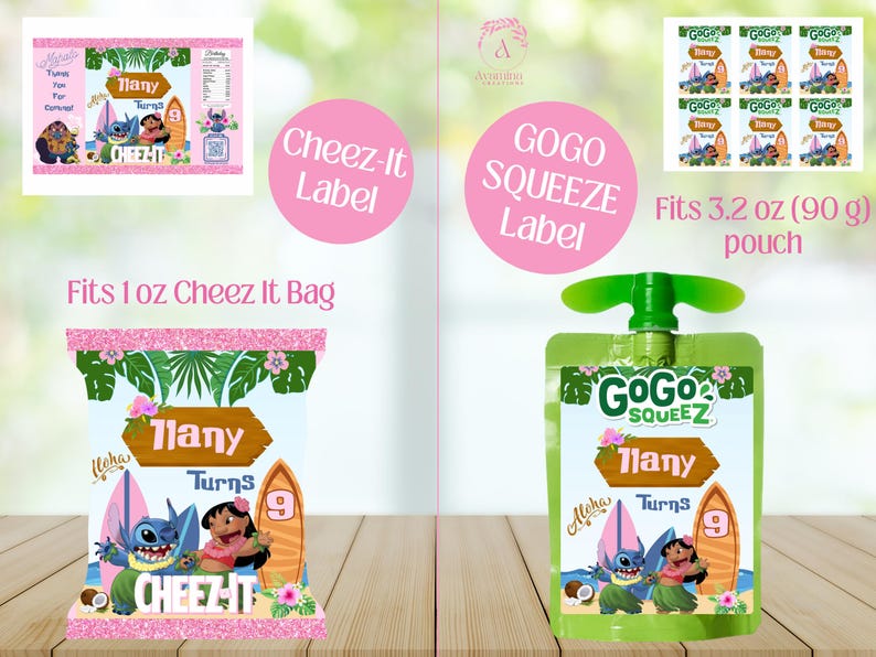 Hula - Lilo and Stitch Party Favor Labels-stitch Chip Bag -water-lilo ...