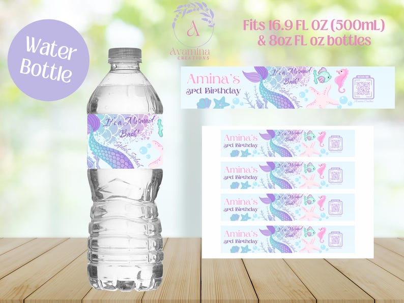 Mermaid Party Favor Labels - Mermaid Chip Bag - Water - Juice ...