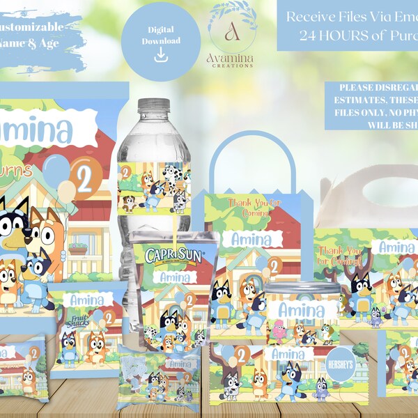 Bluey Party Favors Labels Svg - Etsy