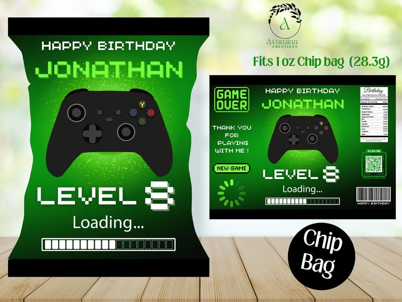 Video Game Party Favor Labels - Gamer Chip Bag - Water - Juice ...