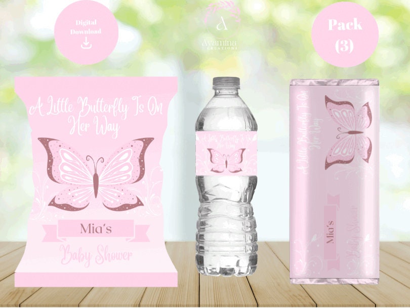 Butterfly Baby Shower Labels Chip Bag Water Bottle - Etsy