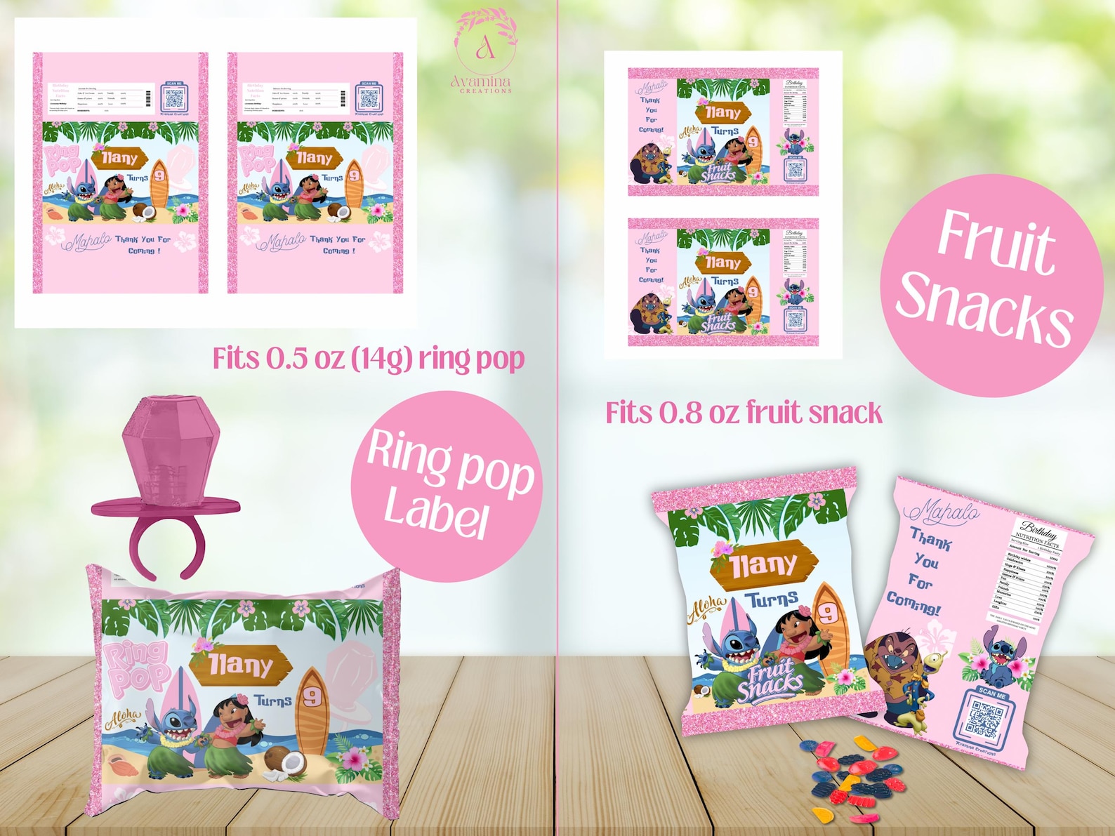 Hula - Lilo and Stitch Party Favor Labels-stitch Chip Bag -water-lilo ...