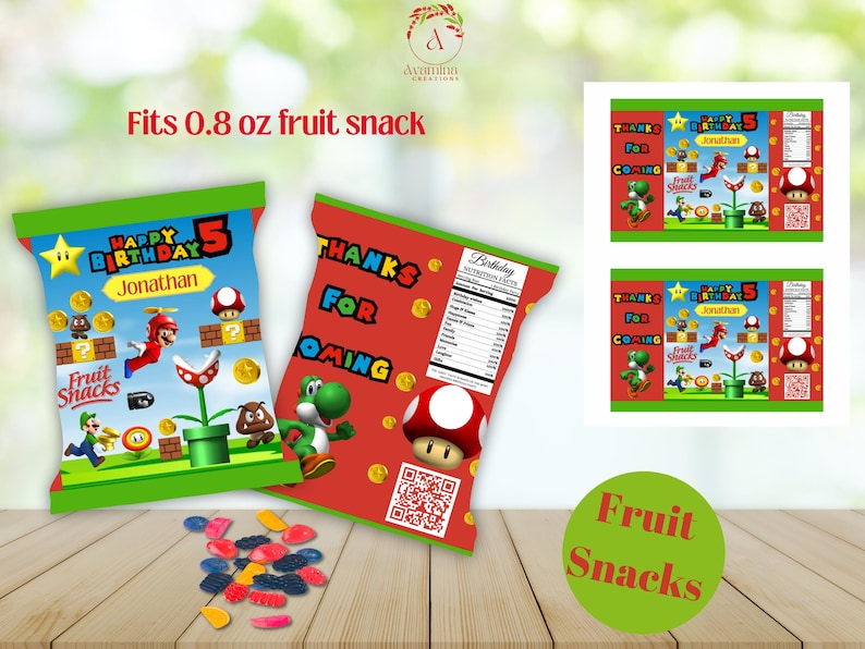 Superhero Brothers Party Pack Labels- Mario - Chip Bag- Water Bottle ...