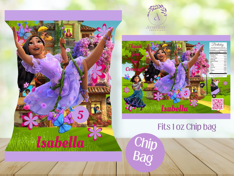 Isabella - Party Labels - Flowers- Chip Bag - Water Bottle - Rice Treat ...