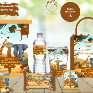 Animal Safari Party Labels Chip Bag Water Bottle Peanut Butter Cups ...