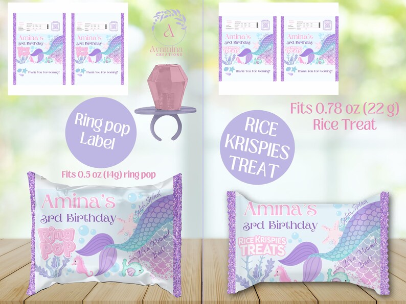 Mermaid Party Favor Labels - Mermaid Chip Bag - Water - Juice ...