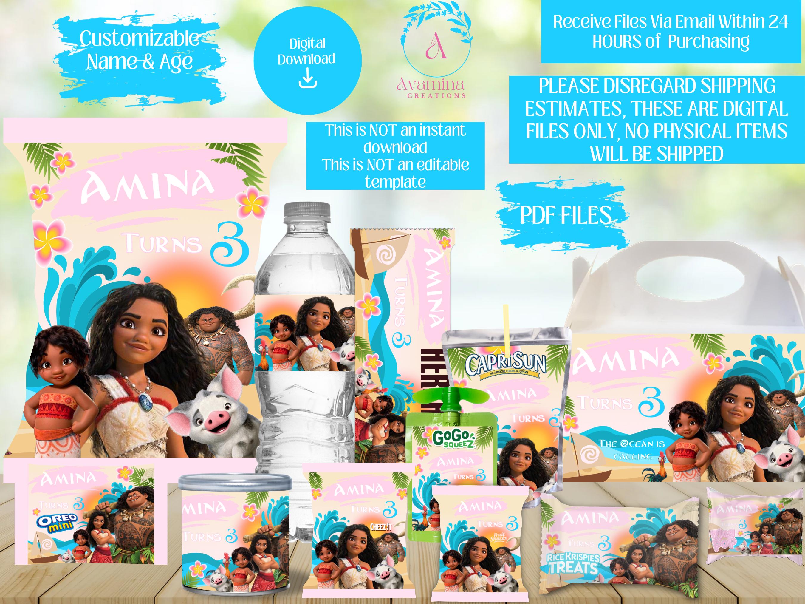 Princess Party Labels - Moana - Girl Birthday-ocean Princess-party ...