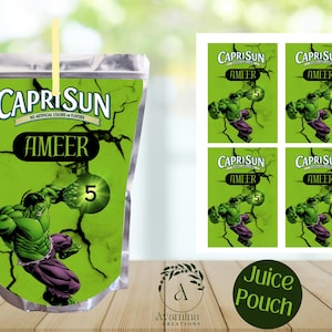 Superhero - Hulk - Party Labels - Chip Bag - Water Bottle - Candy Ring ...