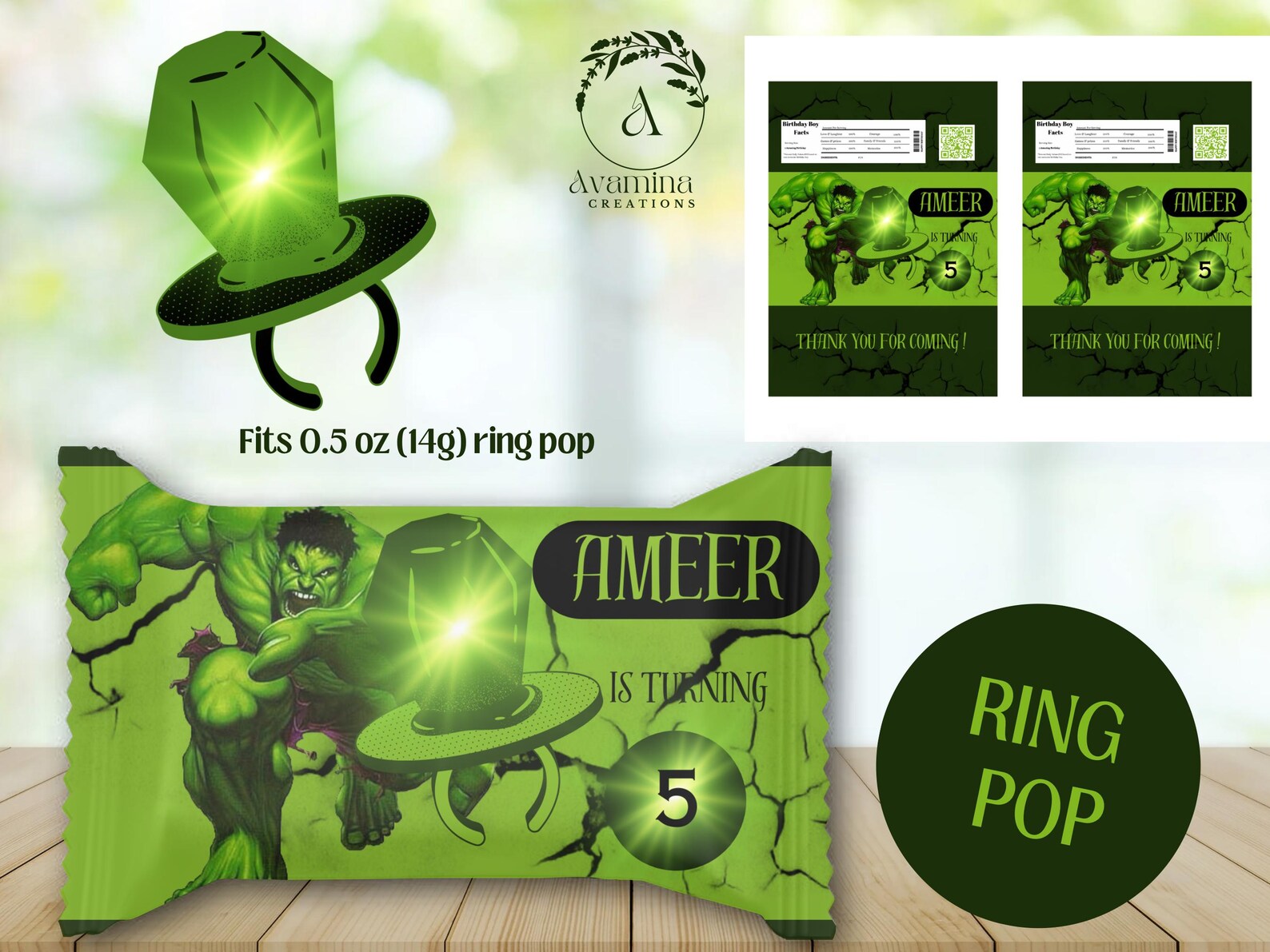 Superhero - Hulk - Party Labels - Chip Bag - Water Bottle - Candy Ring ...