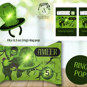 Superhero - Hulk - Party Labels - Chip Bag - Water Bottle - Candy Ring ...