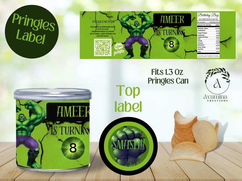 Superhero - Hulk - Party Labels - Chip Bag - Water Bottle - Candy Ring ...