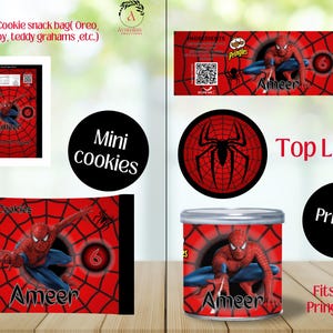 Superhero - Spider - Party Labels - Chip Bag - Water - Rice Treat ...