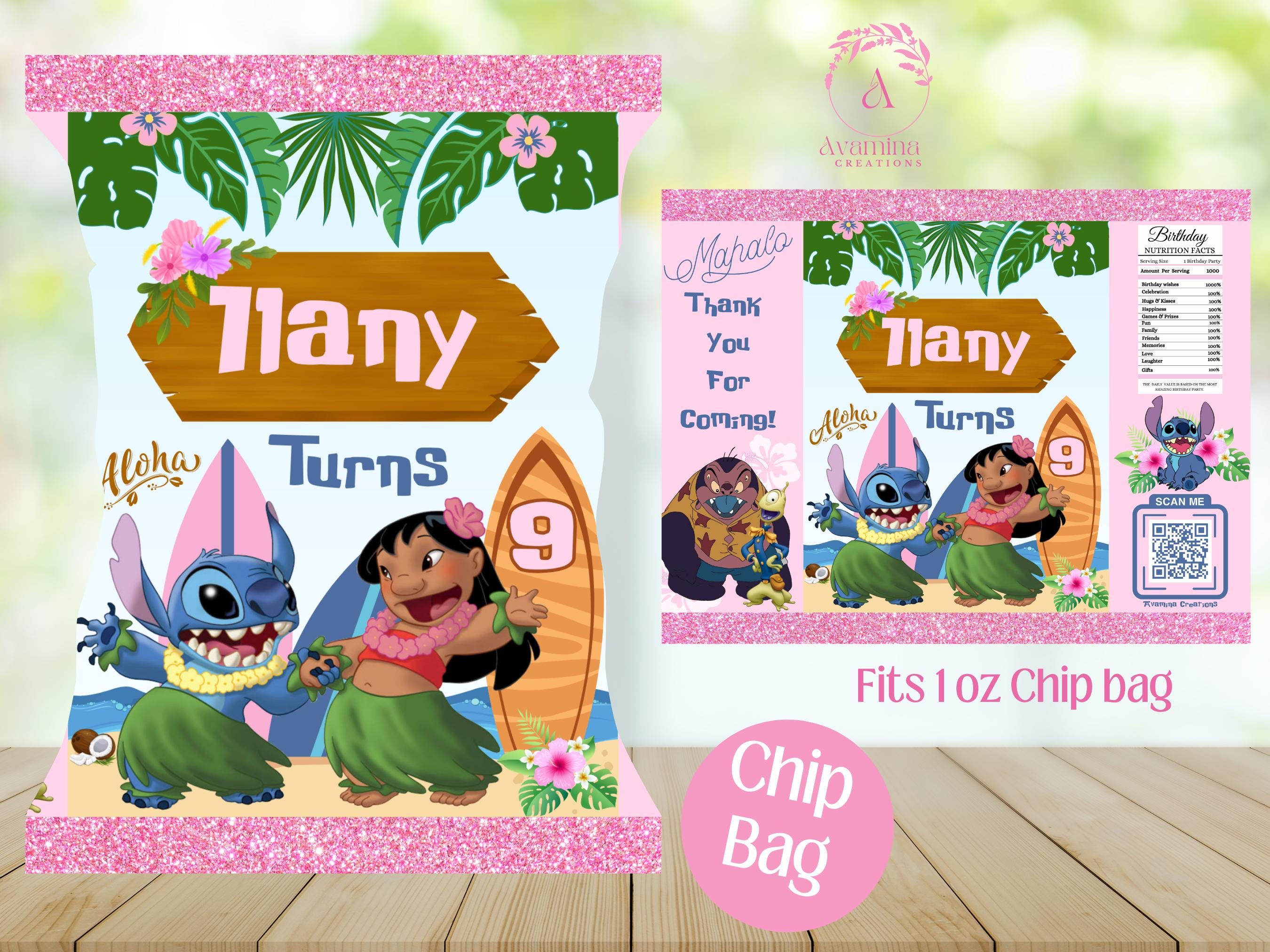 Hula - Lilo and Stitch Party Favor Labels-stitch Chip Bag -water-lilo ...