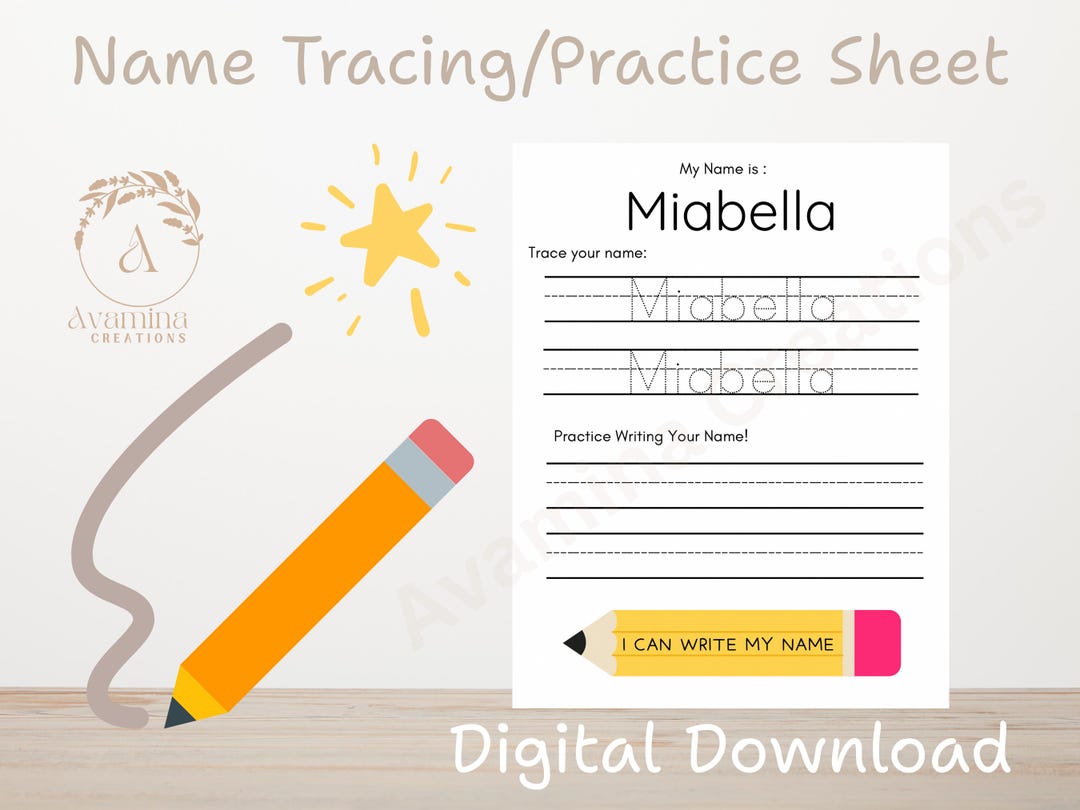 Custom Name Tracing - Handwriting Practice Sheet- Name Practice - Back ...