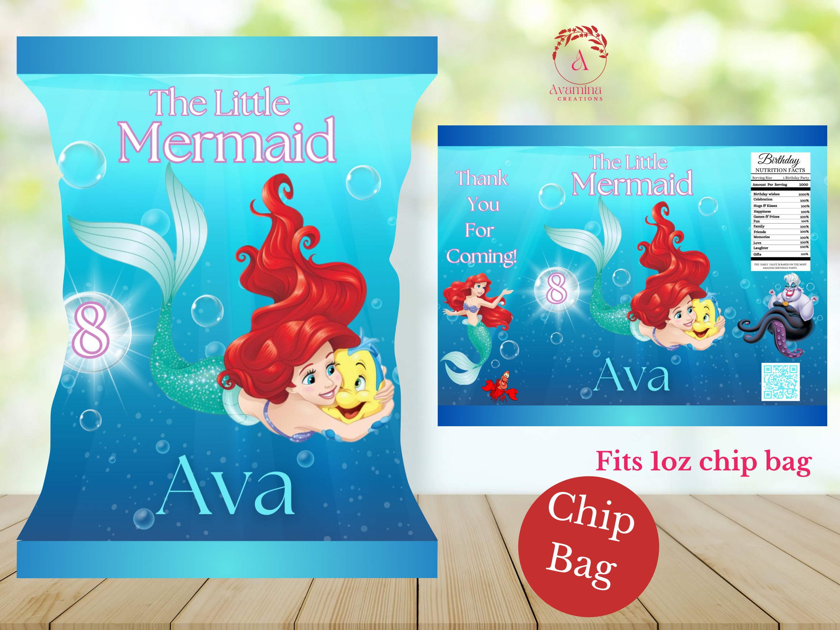 Princess Mermaid Party Labels - Mermaid -digital Files-party Favors ...