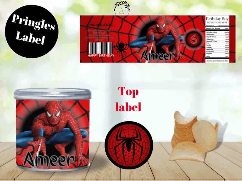Superhero Spider Party Labels Chip Bag Water Rice - Etsy