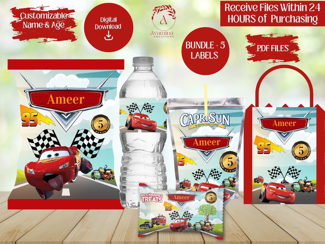 Cars- Party Labels - Cars Birthday - Kids Birthday- Party Favor Labels ...