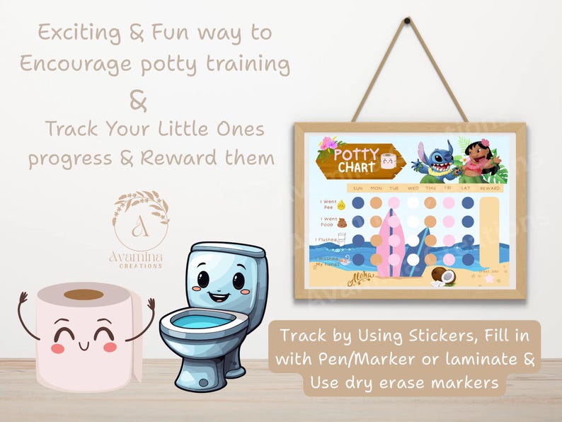 Lilo and Stitch Potty Chart - Instant Download -sticker Chart - Toddler ...