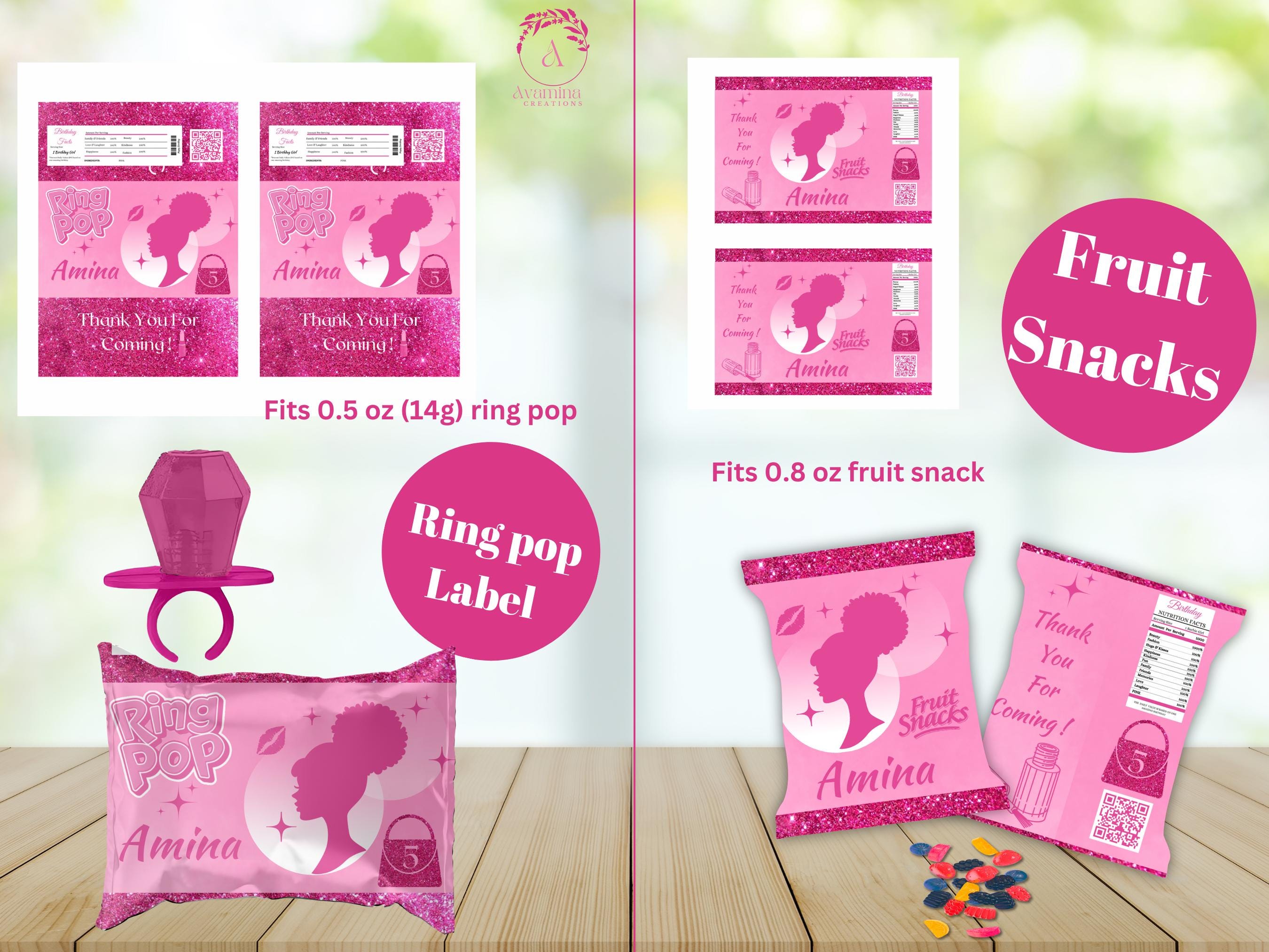Afro Doll - Party Labels - Fashion- Girl Birthday- Pink Doll Birthday ...