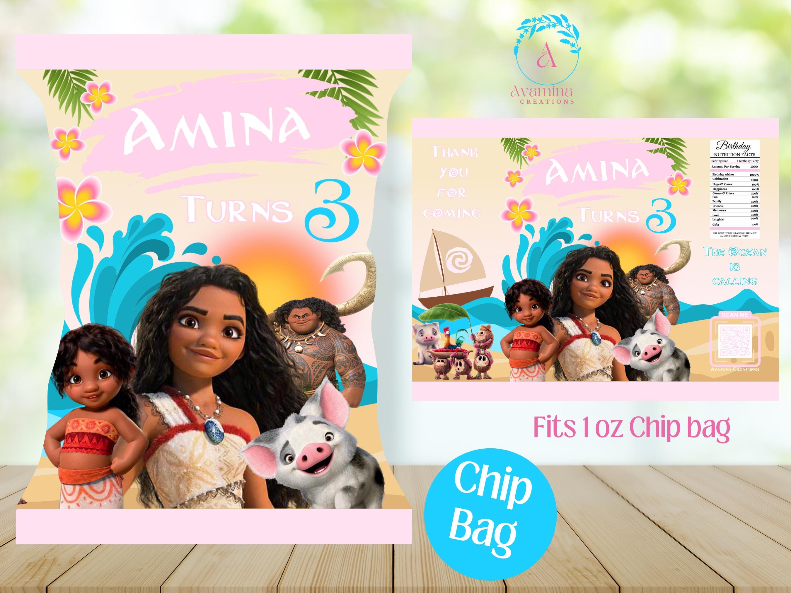 Princess Party Labels - Moana - Girl Birthday-ocean Princess-party ...