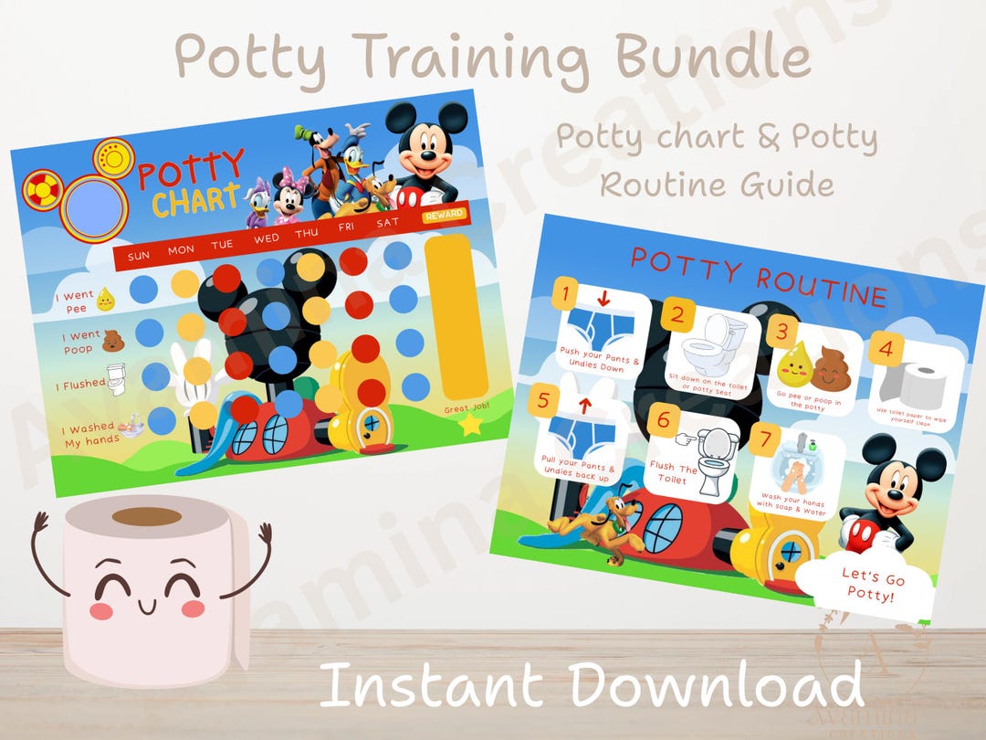 Mickey Mouse Potty Training Bundle - Instant Download - Potty Chart ...