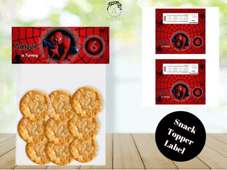 Superhero Spider Party Labels Chip Bag Water Rice - Etsy