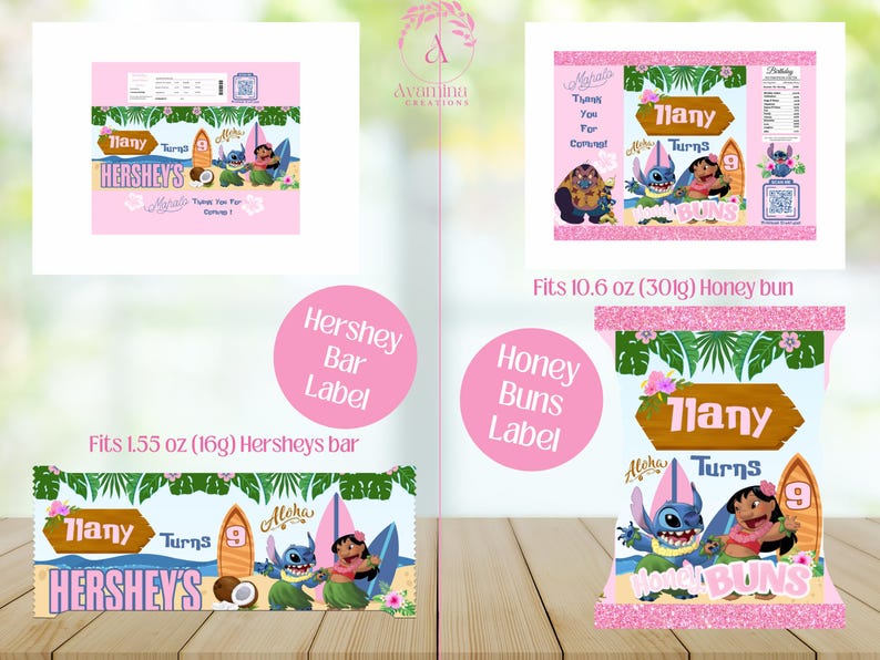 Hula - Lilo and Stitch Party Favor Labels-stitch Chip Bag -water-lilo ...