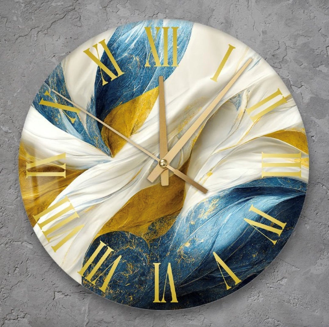 Glass Floral Wall Clock Wall Art, Abstract Wall Clock, Unique Home ...