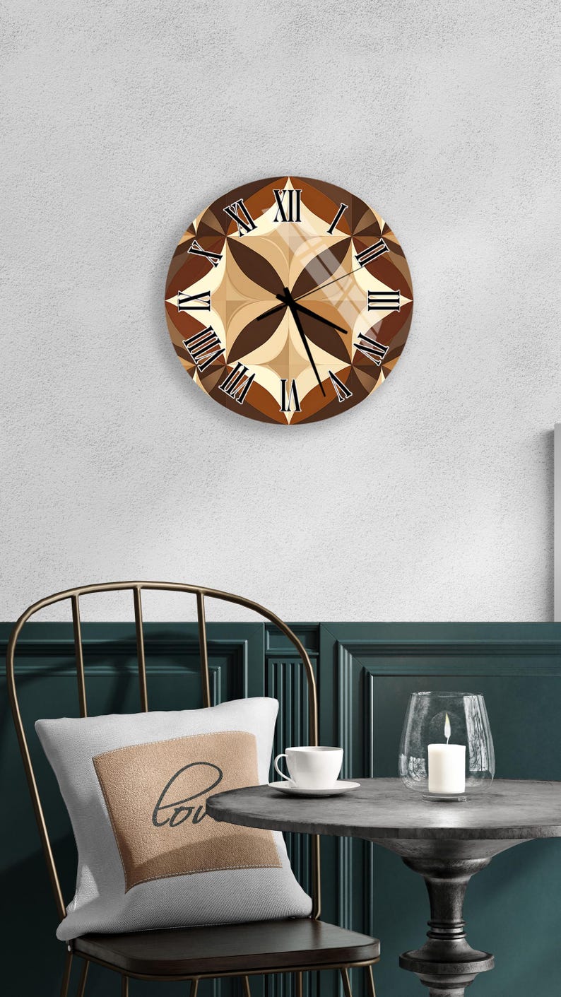Geometric Wall Clock - Mid Century Style Tempered Glass Timepiece ...