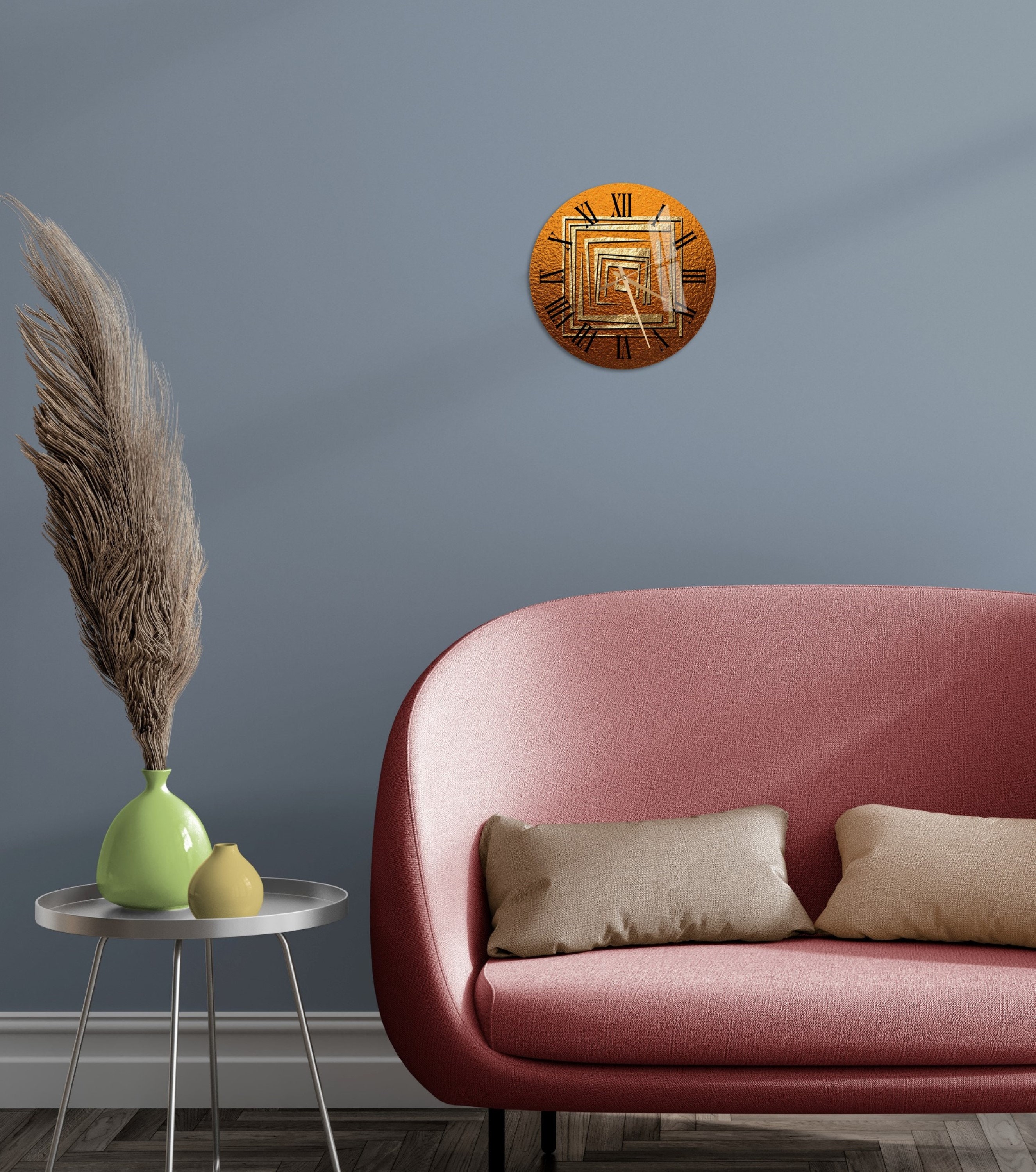 Glass Modern Wall Clock Wall Art, Squares Tempered Glass Wall Clock for ...