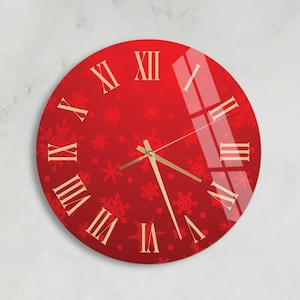 Red Wall Clock - Etsy