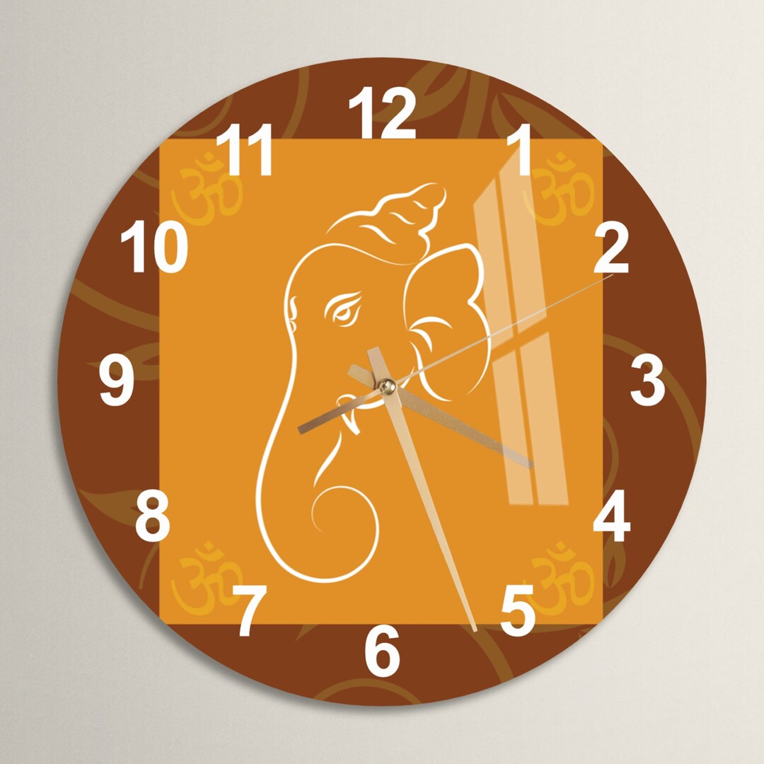 Glass Ganesha Idol Wall Clock Wall Art, Lord Ganesh Tempered Glass Wall ...