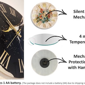 Glass Abstract Wall Clock Wall Art, Geometric Dark Tempered Glass Wall ...