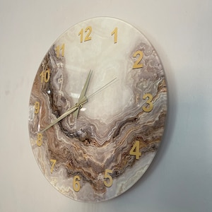 Glass Abstract Wall Clock Wall Art, Modern Marbled Style Tempered Glass ...