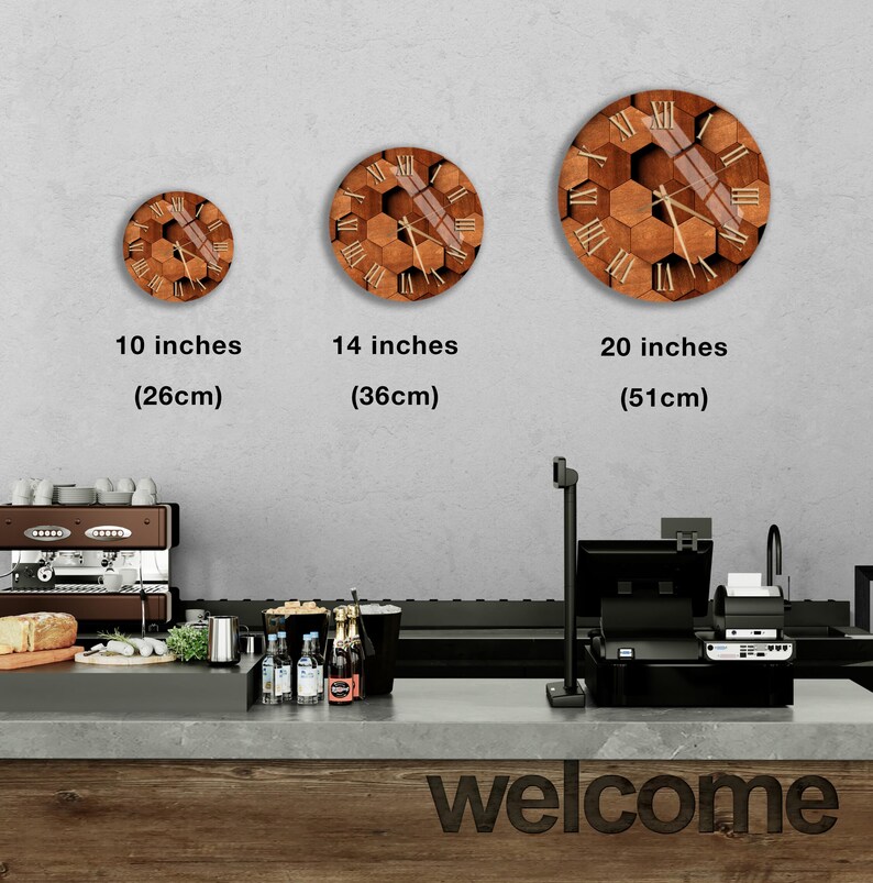 Honeycomb Tempered Glass Wall Clock - Geometric Hexagon 3D Print ...