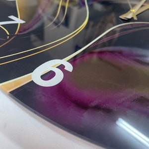 Glass Abstract Wall Clock Wall Art, Geometric Dark Tempered Glass Wall ...