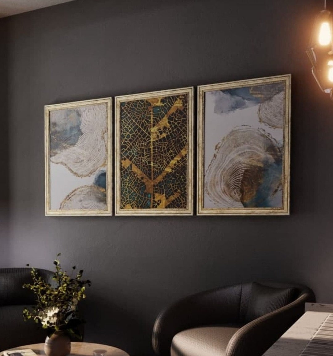 Natur Stil Druck auf Holz gerahmte Wand Kunst Dekor Dekoration, 3 Stück Wand Kunst gerahmt Set ...