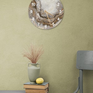 Glass Abstract Wall Clock Wall Art, Modern Marbled Style Tempered Glass ...