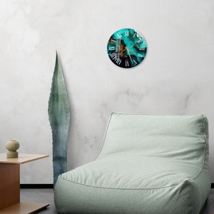 Tempered Glass Abstract Wall Clock Wall Art, Marbled Style, Unique ...