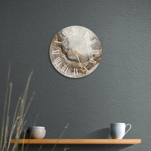 Glass Abstract Wall Clock Wall Art, Modern Marbled Style Tempered Glass ...