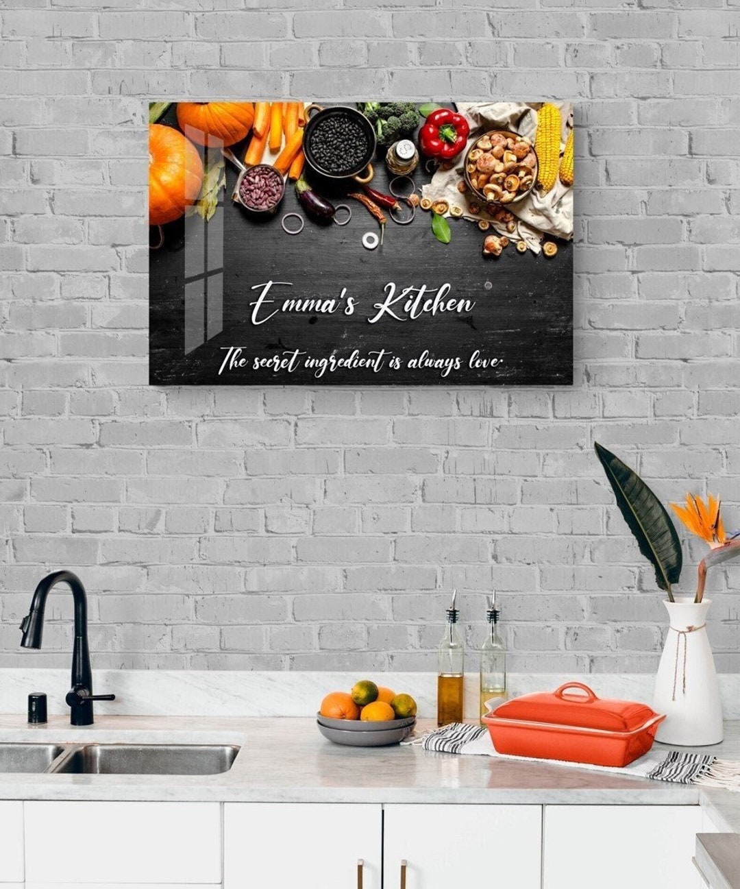 Glass Personalized Kitchen Decor Wall Art, Chef Gifts, Cooking Gift for ...